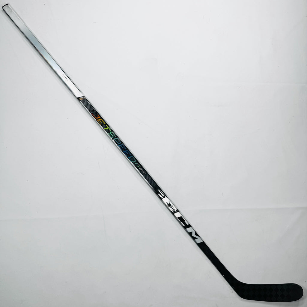 New Custom White CCM JetSpeed FT6 Pro-LH-95-Zegras Pro Curve Max-Grip ...